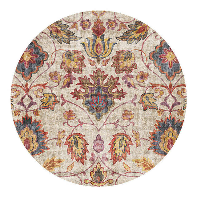 Alfombra redonda vintage con estampado floral | Mode Vintage